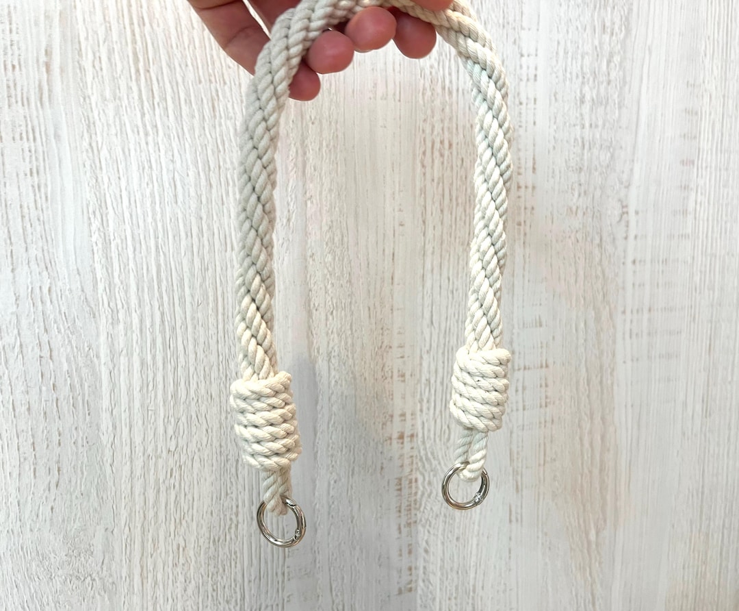 White Cotton Rope Bag Handle With Silver Carabiners - Etsy