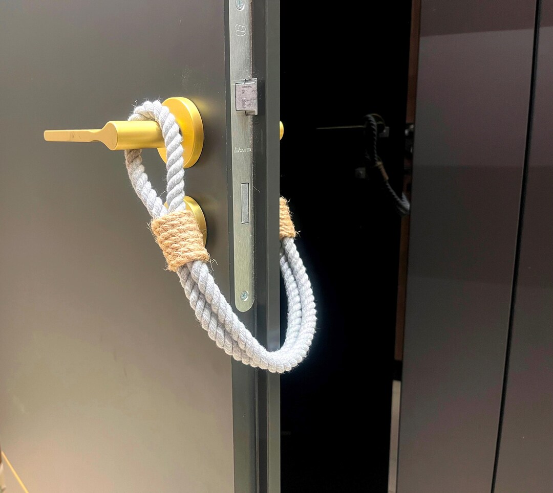 Door Stopper - Door Stop Thick Rope - Braid of Three Ropes - Gray Rope ...
