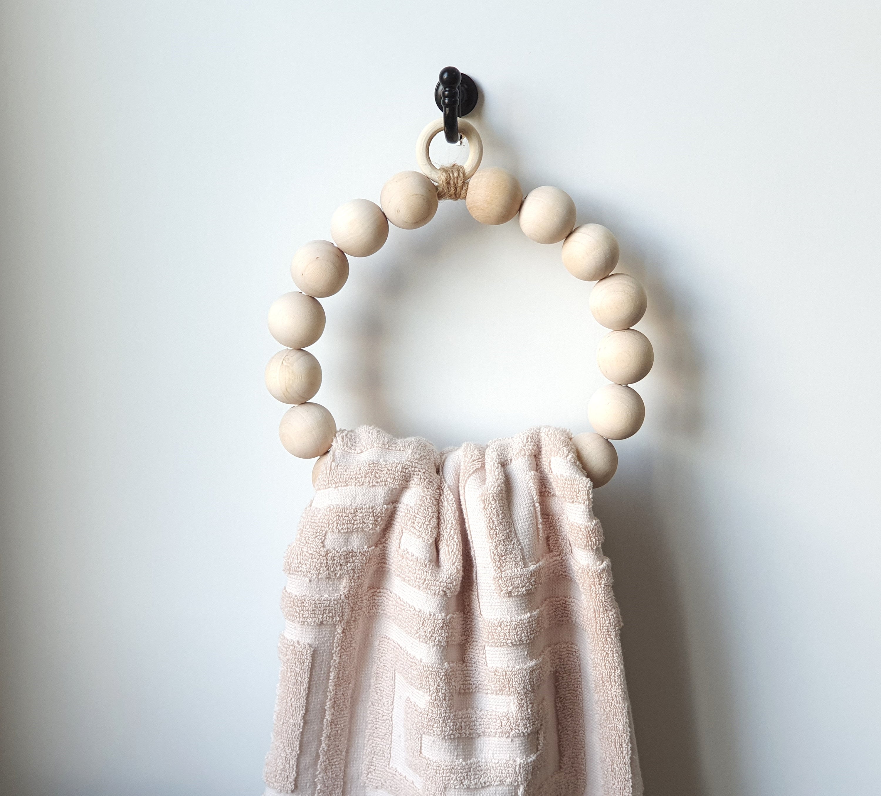 Round Towel Holder Wooden Beads Towel Storage Towel Rack - Etsy
