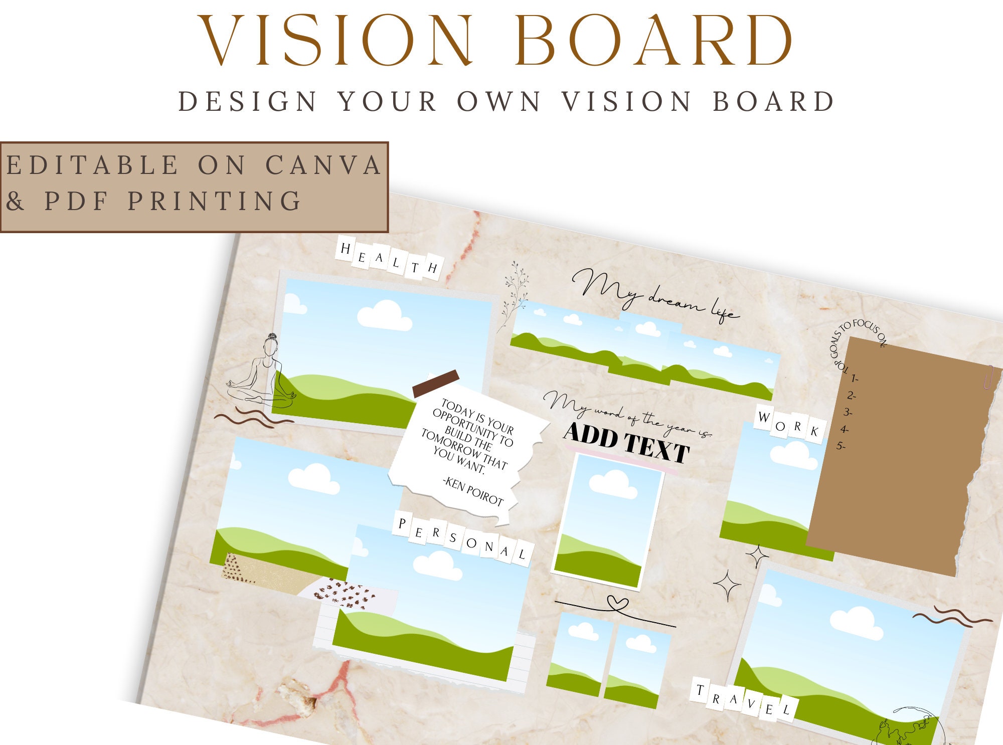 Vision Board Template 2024: Printable Vision Board Template 2024 Law of ...