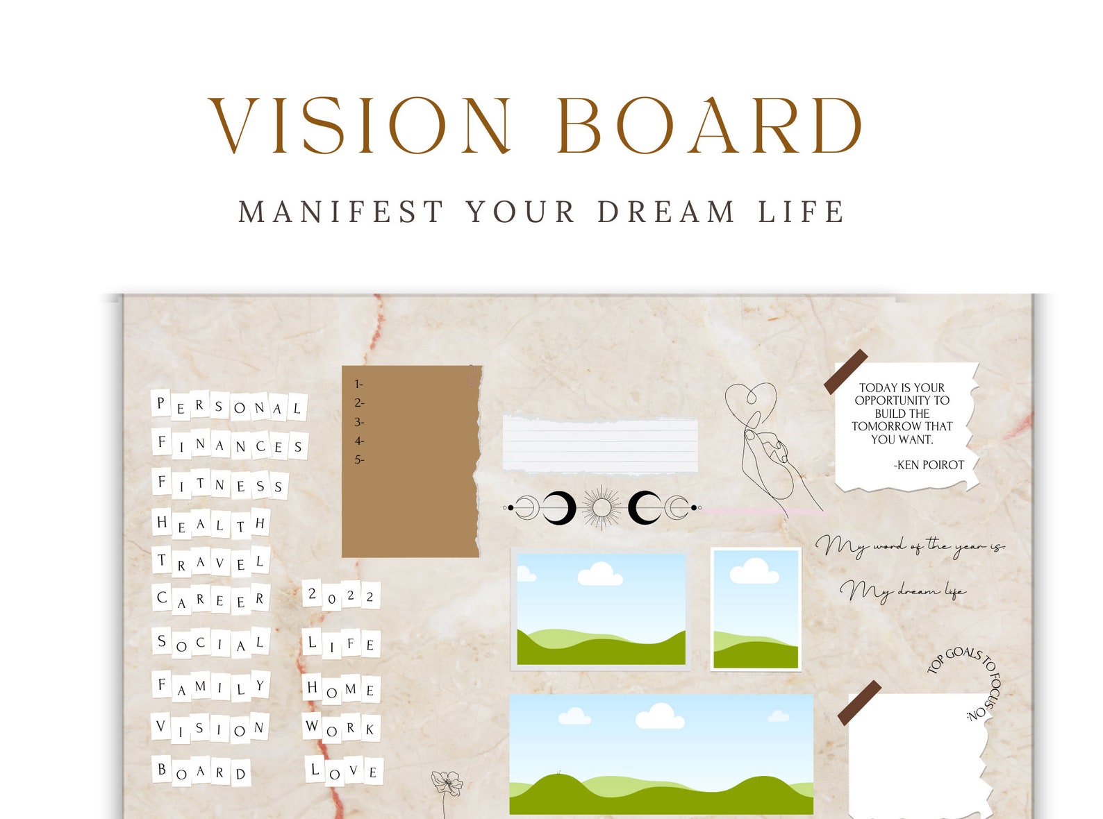 Vision Board Template 2024: Printable Vision Board Template 2024 Law of ...