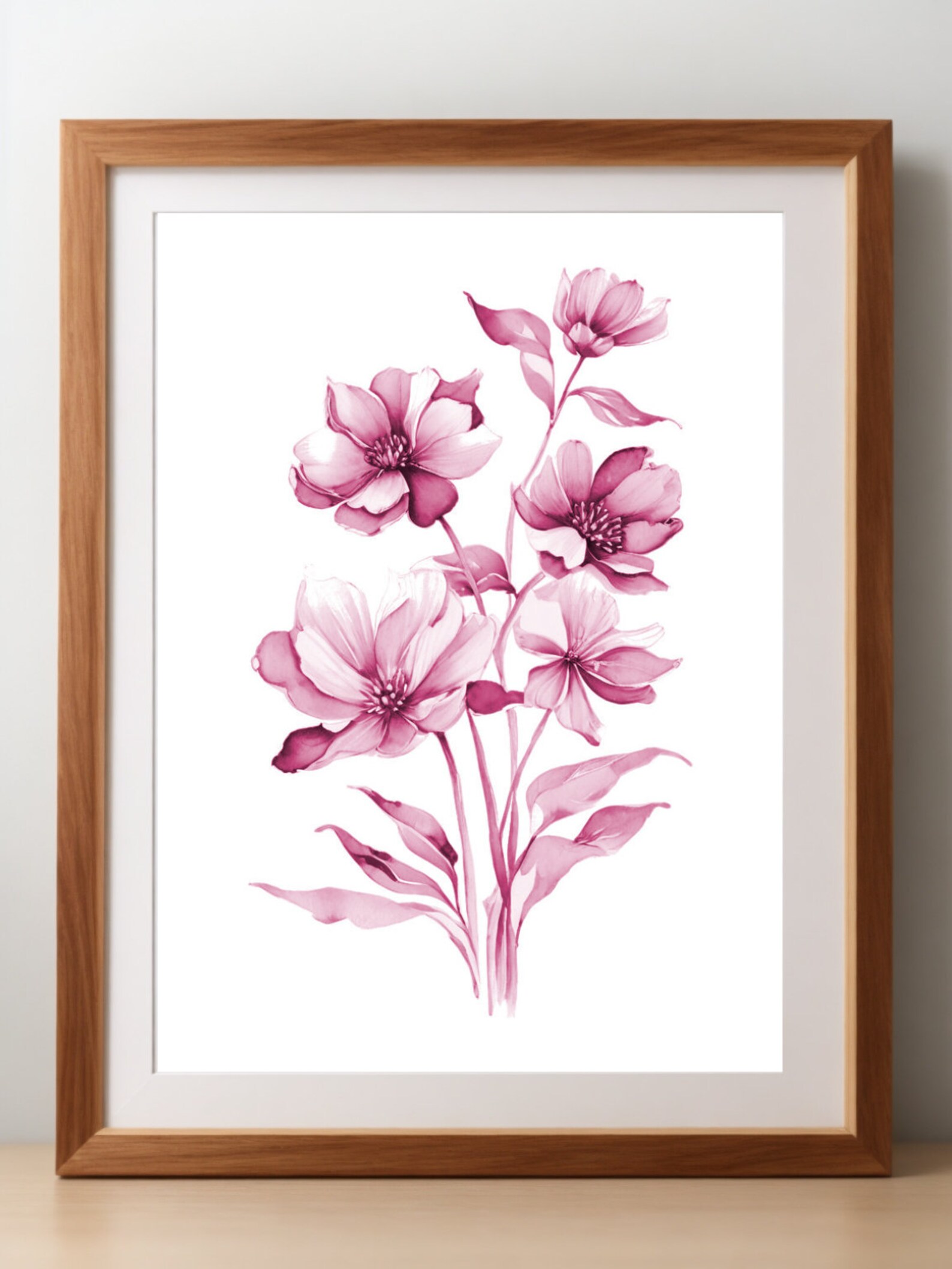 Digital Download Hamptons Botanicals Pink Flower | Coastal Art Print ...