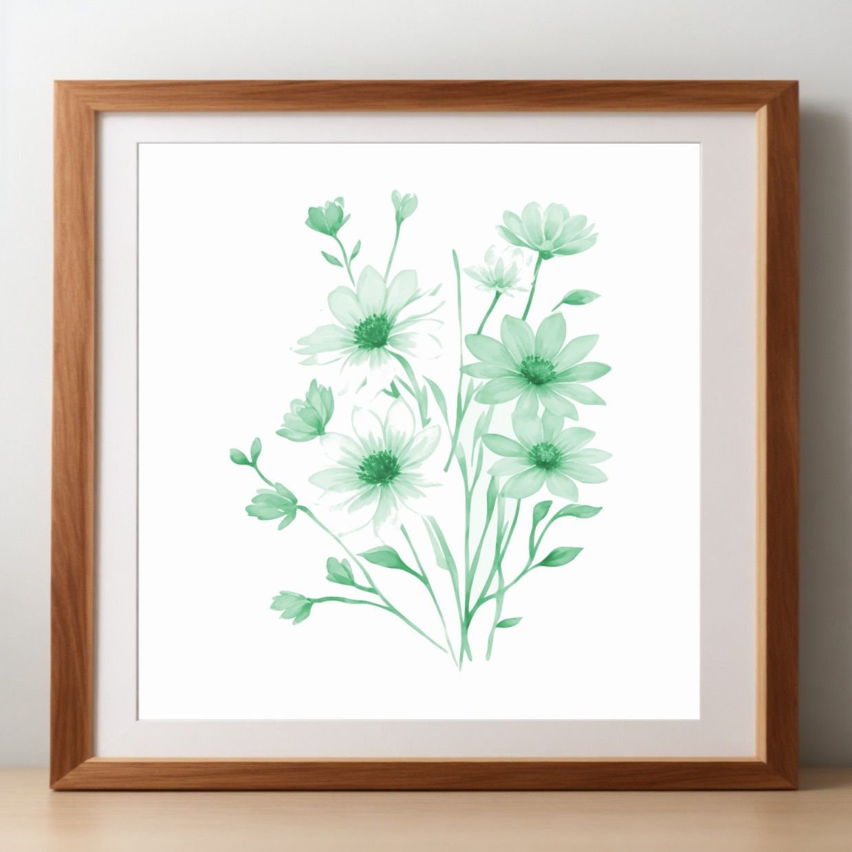 Digital Download Hamptons Bloom Green Flower Digital Art Prints Instant ...