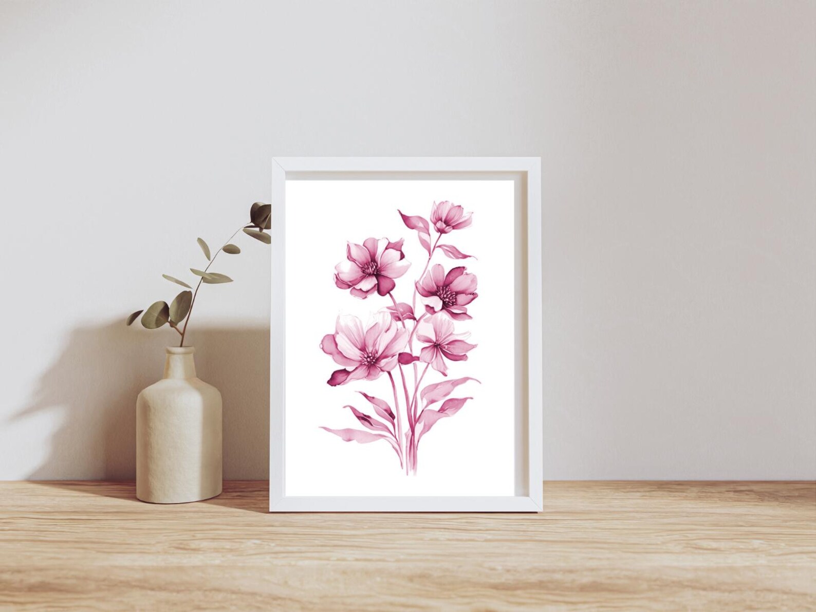 Digital Download Hamptons Botanicals Pink Flower | Coastal Art Print ...