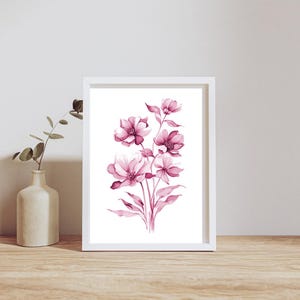 Digital Download Hamptons Botanicals Pink Flower | Coastal Art Print ...