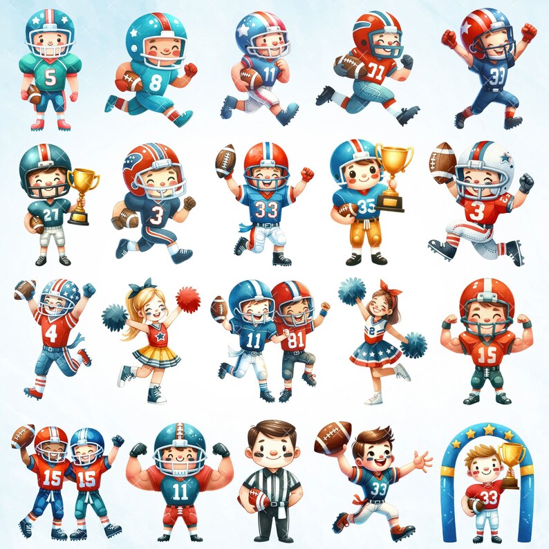 55 Watercolor American Football Elements, Football Art, Football Player ...