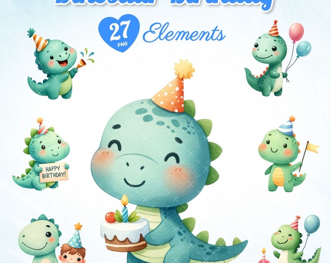Cute Dinosaur Clipart - 10 High-quality Jpgs - Birthday Party Clipart ...