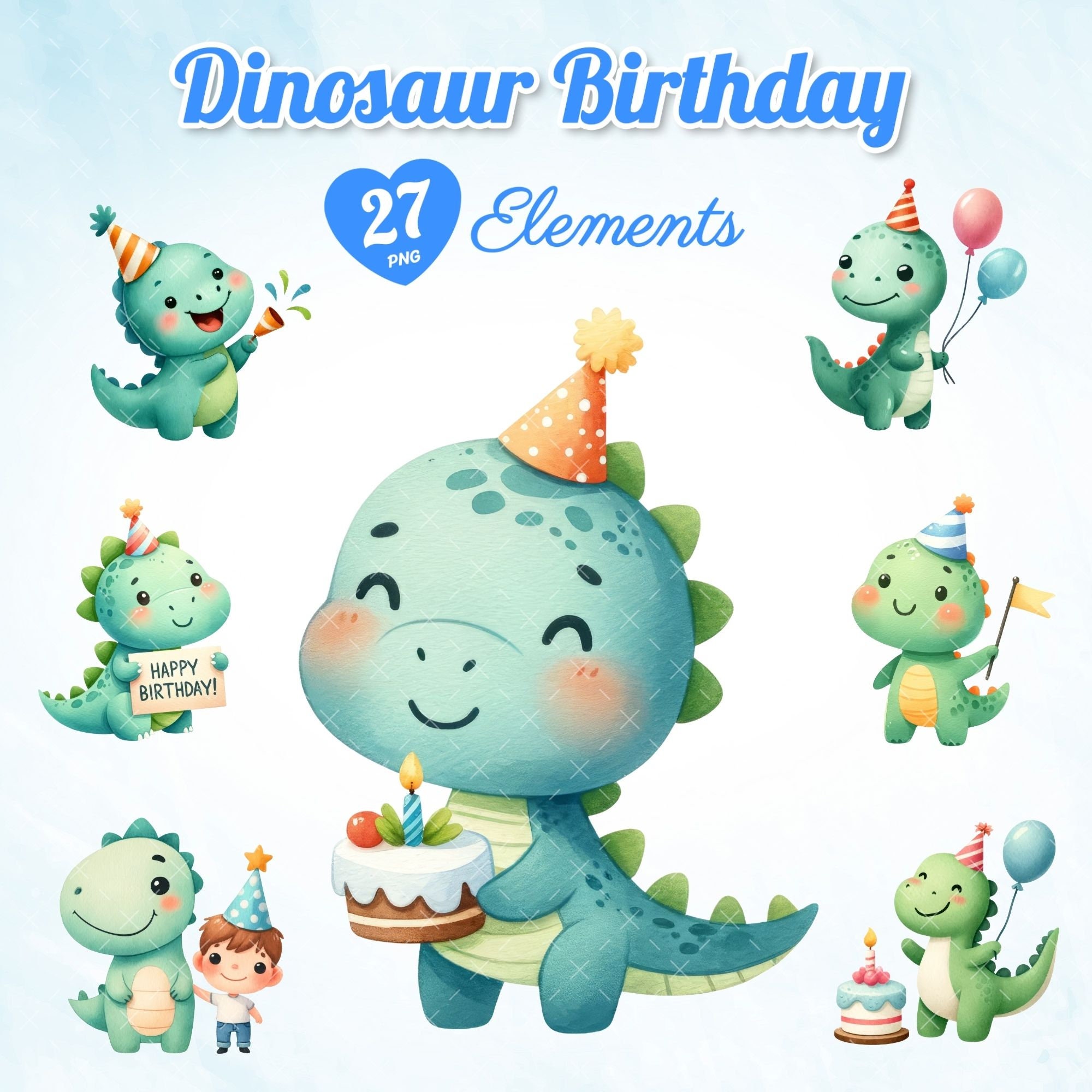 27 Watercolor Dinosaur Birthday, Cute Dinosaur Art, Birthday Artwork ...