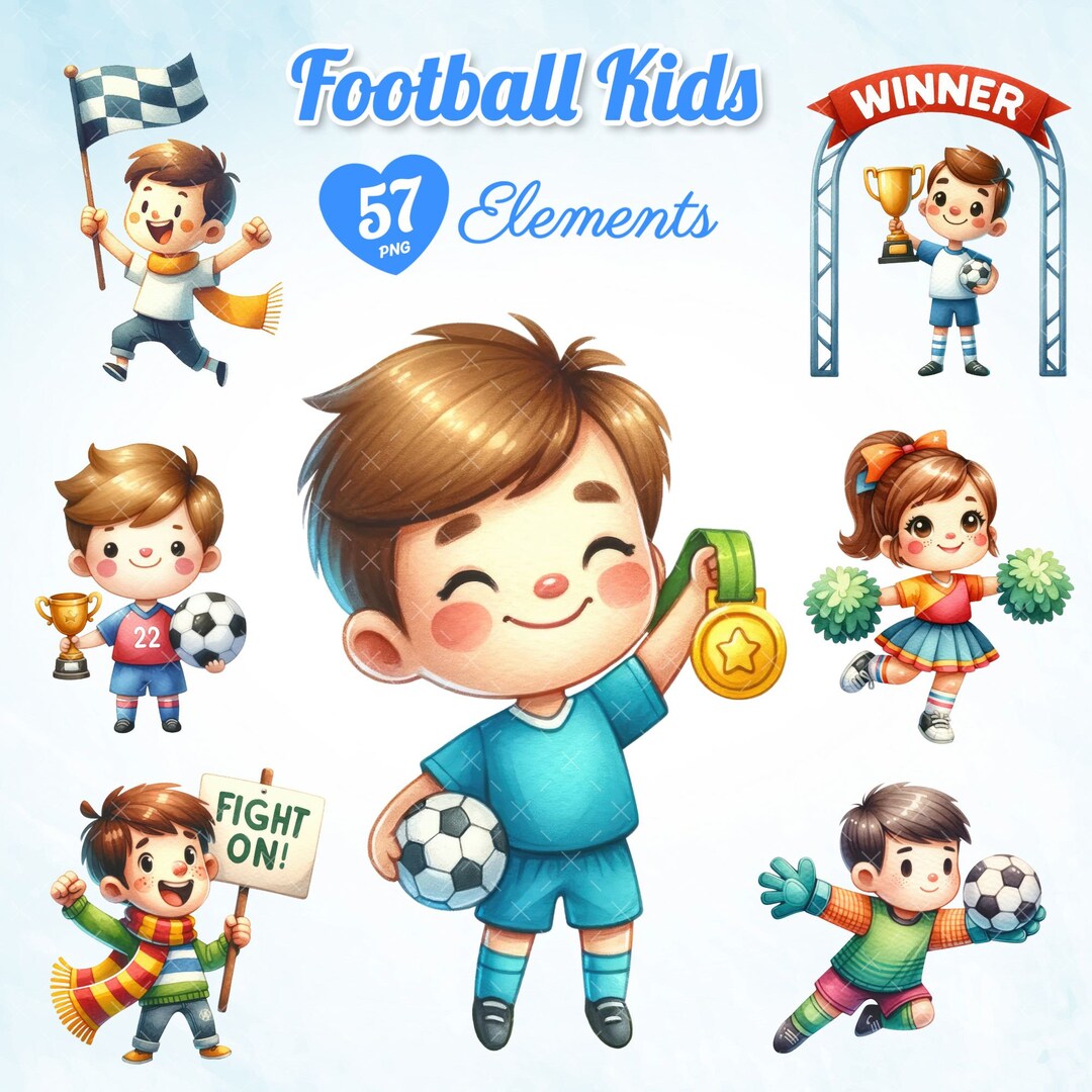 57 Watercolor Football Kids, Kids Football Art, Children Soccer ...