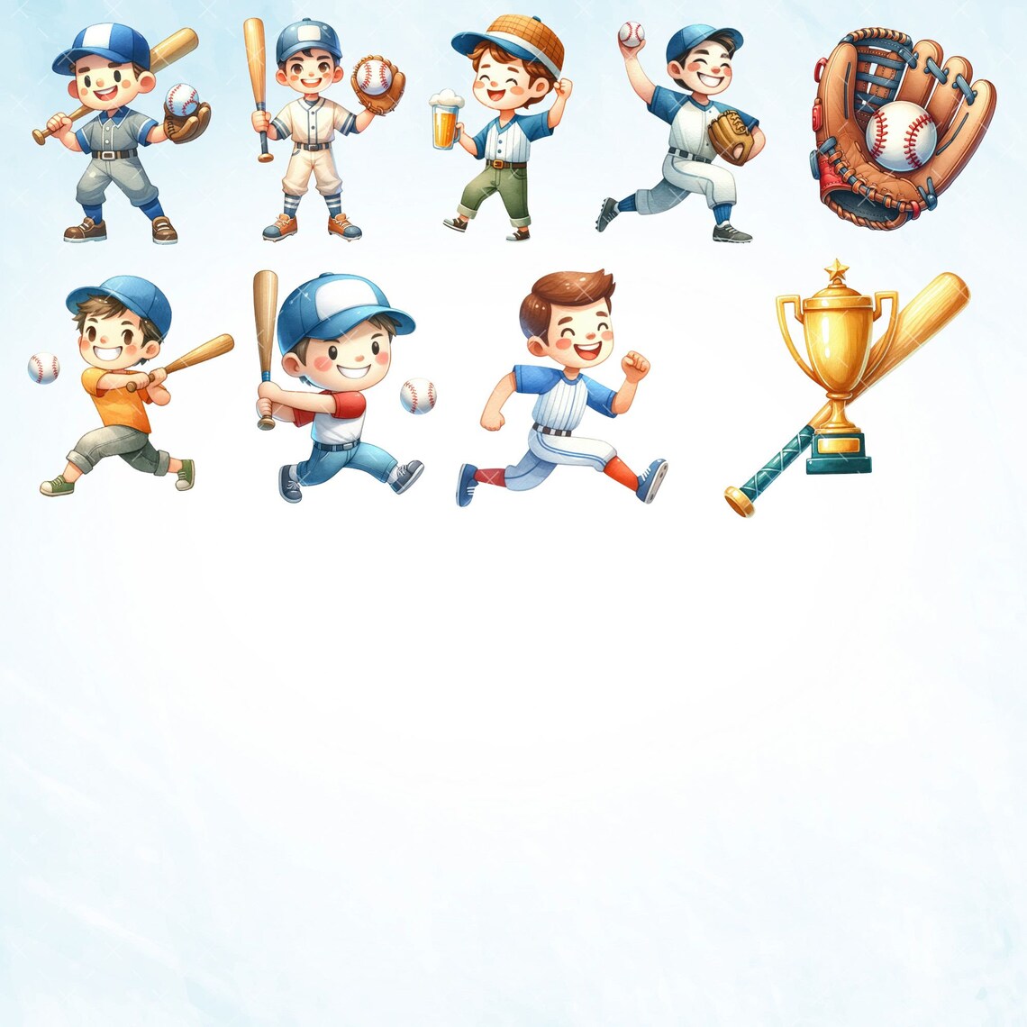 29 Watercolor Baseball Elements, Baseball Art, Baseball Player ...