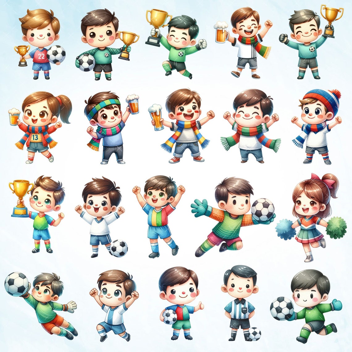 57 Watercolor Football Kids, Kids Football Art, Children Soccer ...