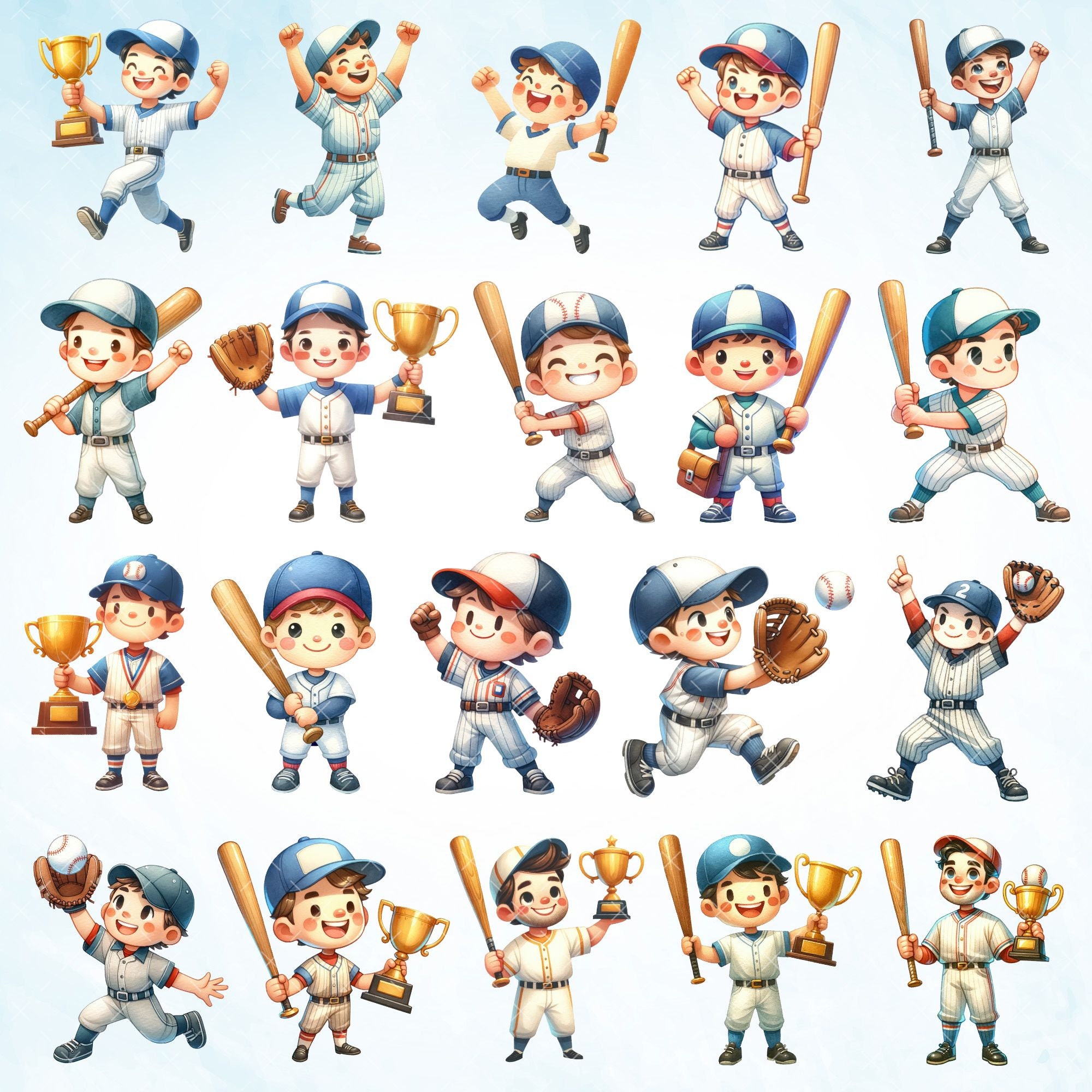 29 Watercolor Baseball Elements, Baseball Art, Baseball Player ...