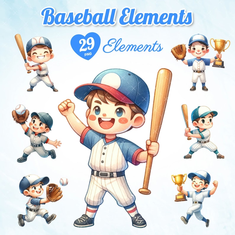 29 Watercolor Baseball Elements, Baseball Art, Baseball Player ...