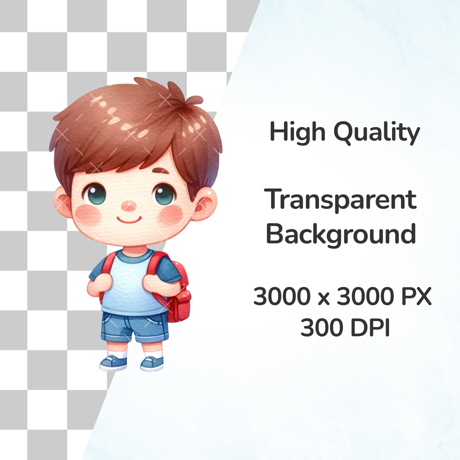 42 Watercolor Cute Schoolboys, Back to School, Boys Backpack, School ...