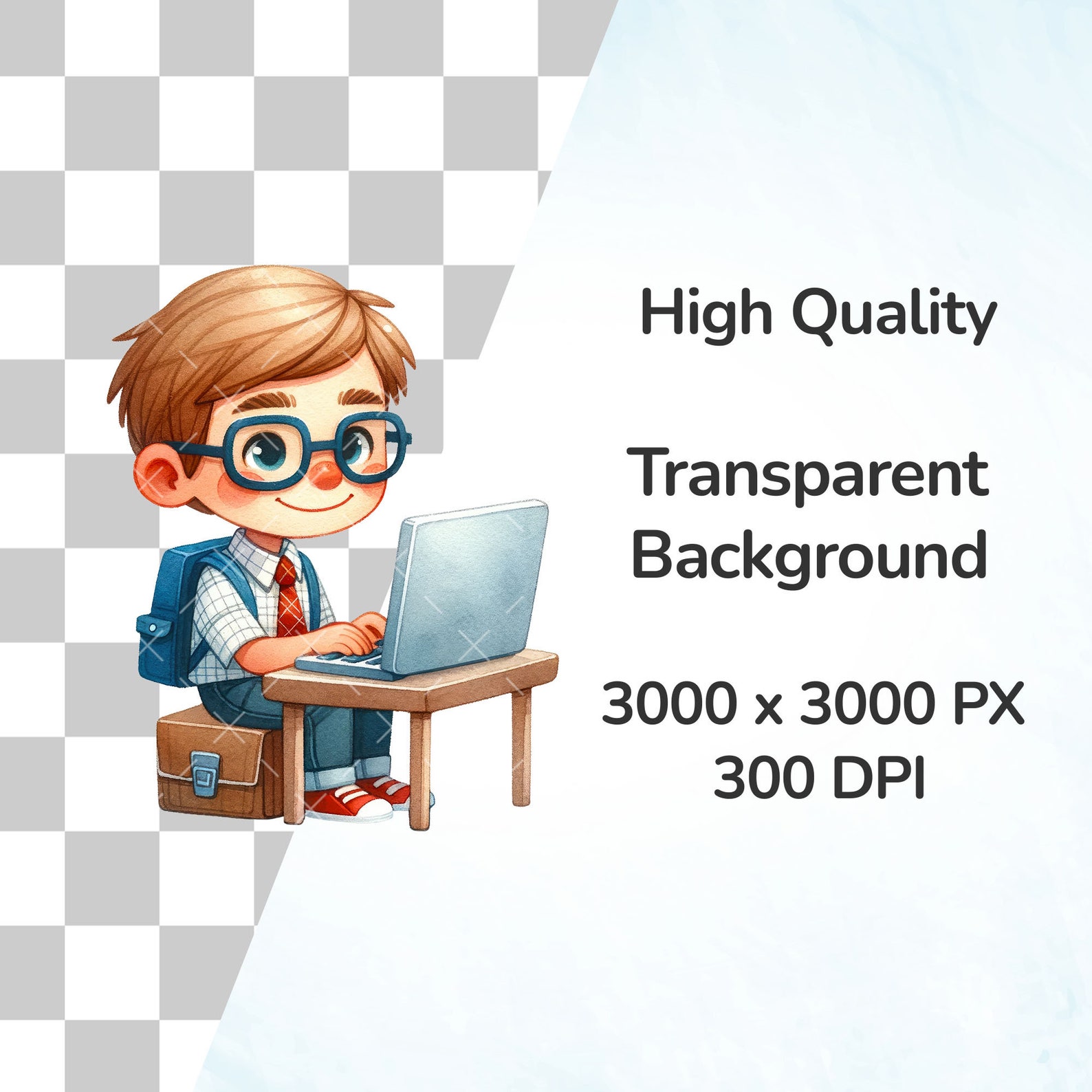 24 Watercolor Nerd Schoolboys, Geeky Boys Clip Art, Cute Nerd ...