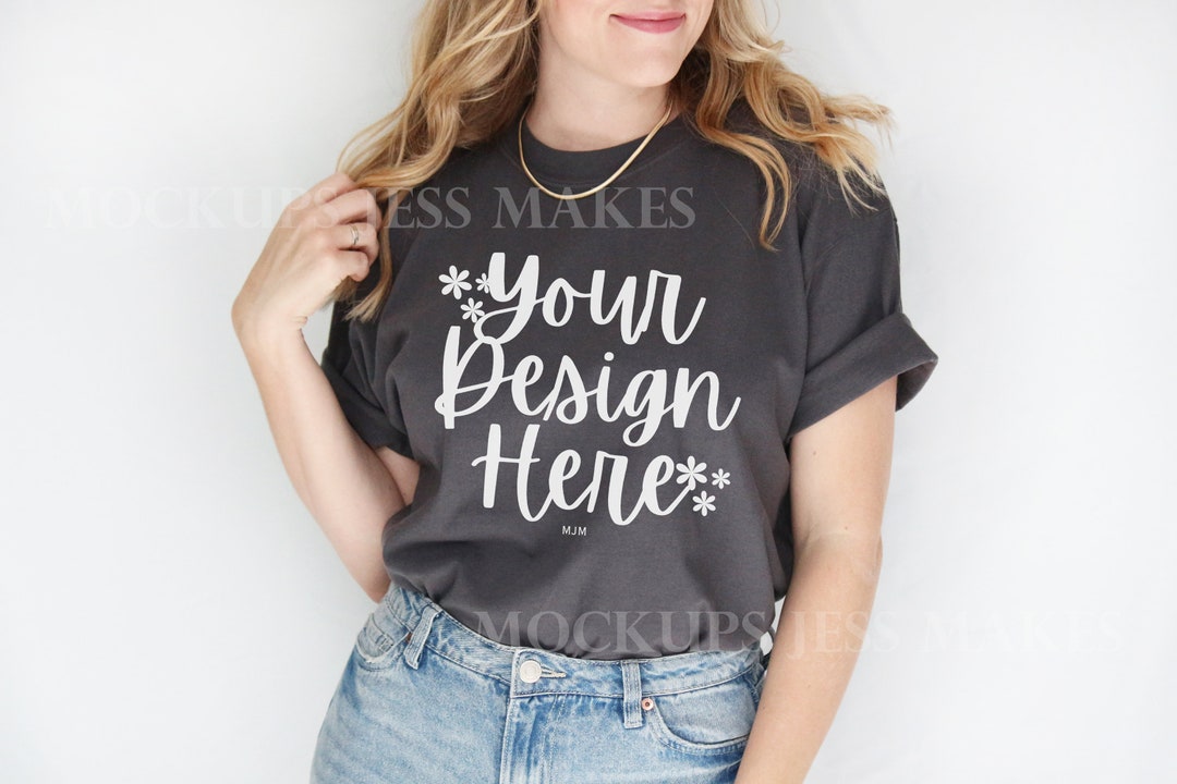 Graphite Comfort Colors 1717 Mockup, Graphite Model Mockup, Gildan ...