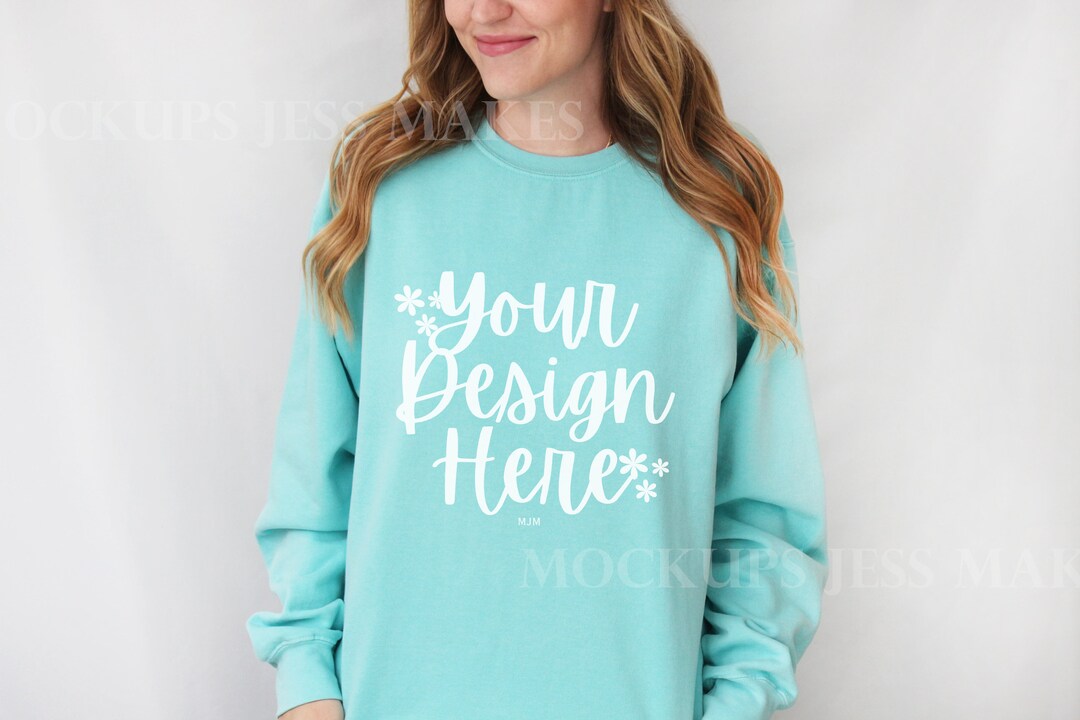 Chalky Mint Simple Comfort Colors Sweatshirt Mockup, Mockup for ...