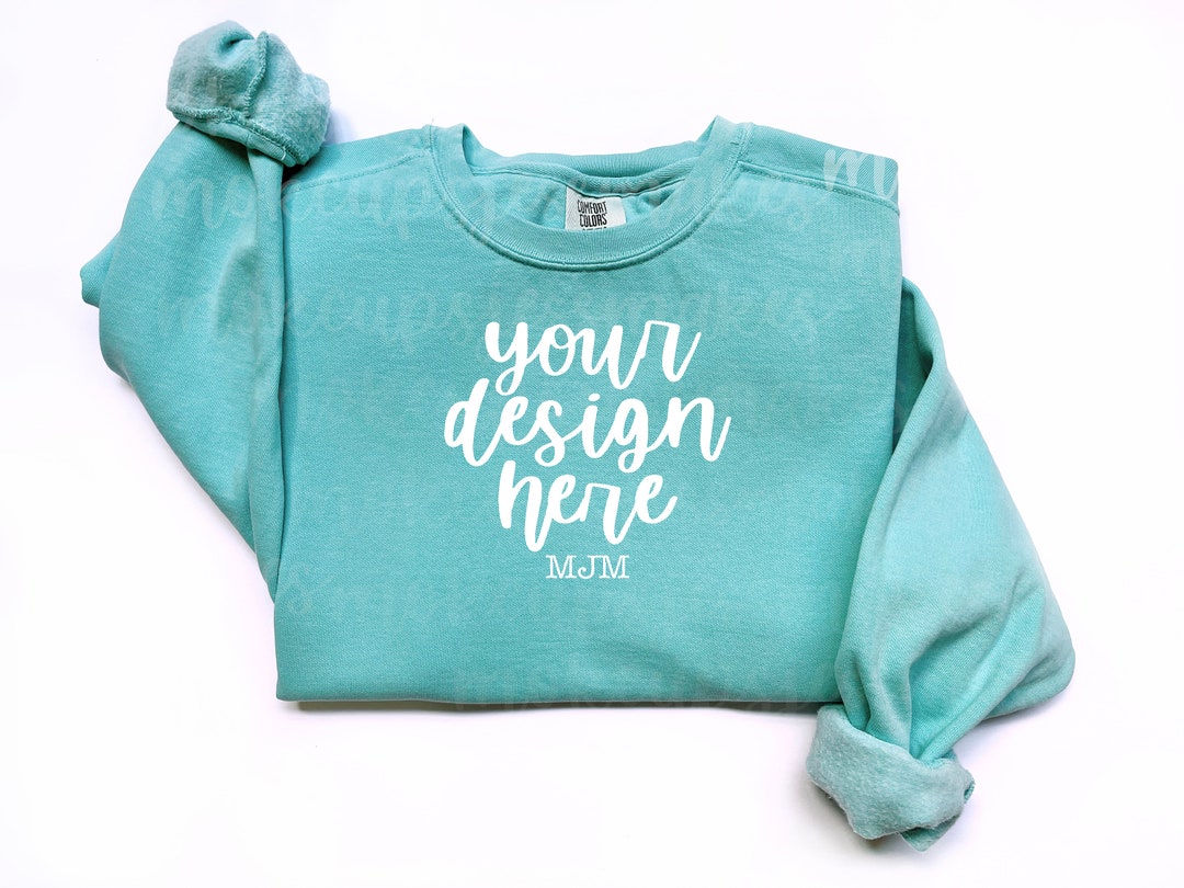 Chalky Mint 1566 Comfort Colors Minimalist Sweatshirt Flat Lay Design ...