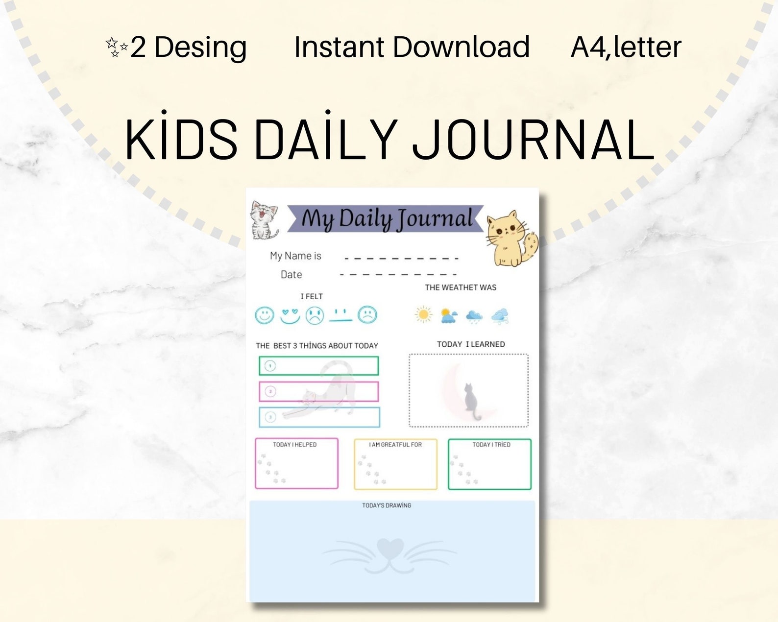 Kids Daily Journal | Printable Kids Journal | DIY Animal Pages | Diary ...
