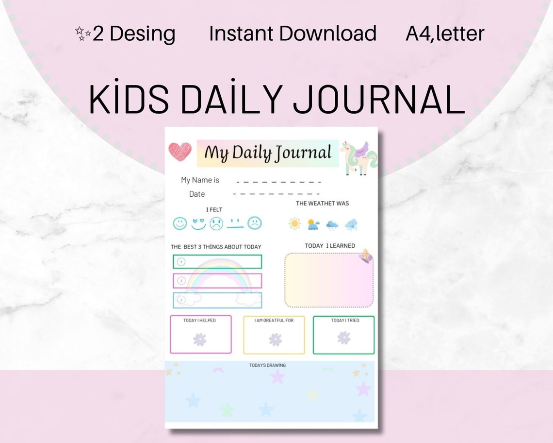 Kids Daily Journal | Printable Kids Journal | DIY Animal Pages | Diary ...