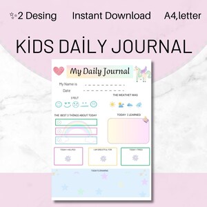 Kids Daily Journal | Printable Kids Journal | DIY Animal Pages | Diary ...