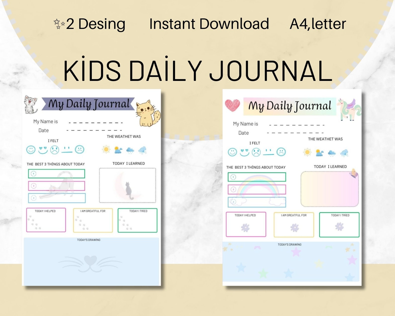 Kids Daily Journal | Printable Kids Journal | DIY Animal Pages | Diary ...