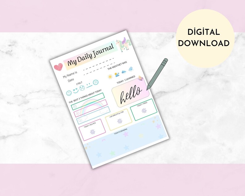 Kids Daily Journal | Printable Kids Journal | DIY Animal Pages | Diary ...