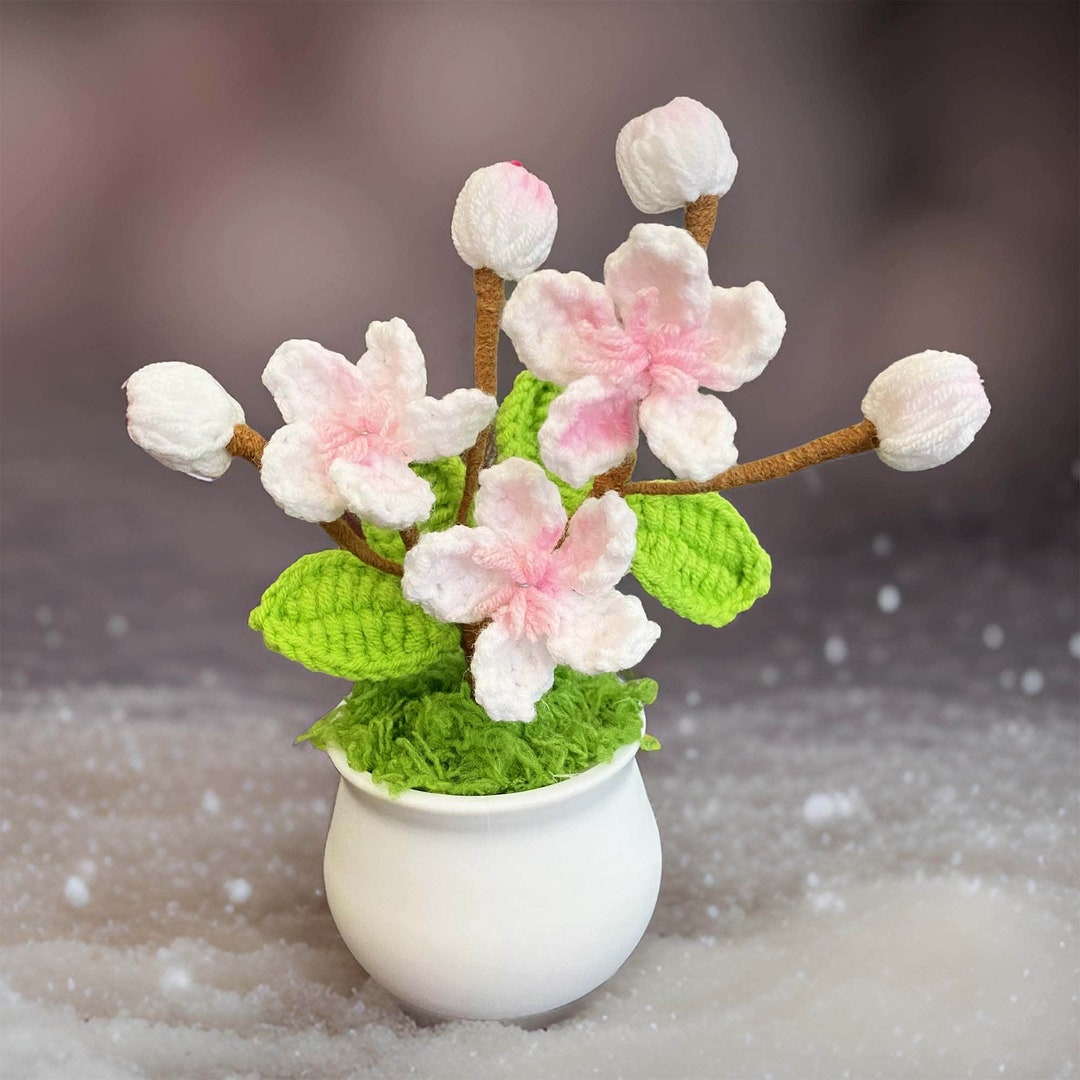 Handmade Finished Crochet Sakura Flower Pot | Home Summer Decor ...