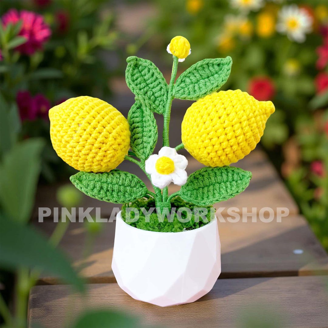 Handmade Crochet Lemon Tree | Cotton Yarn Decor - Etsy