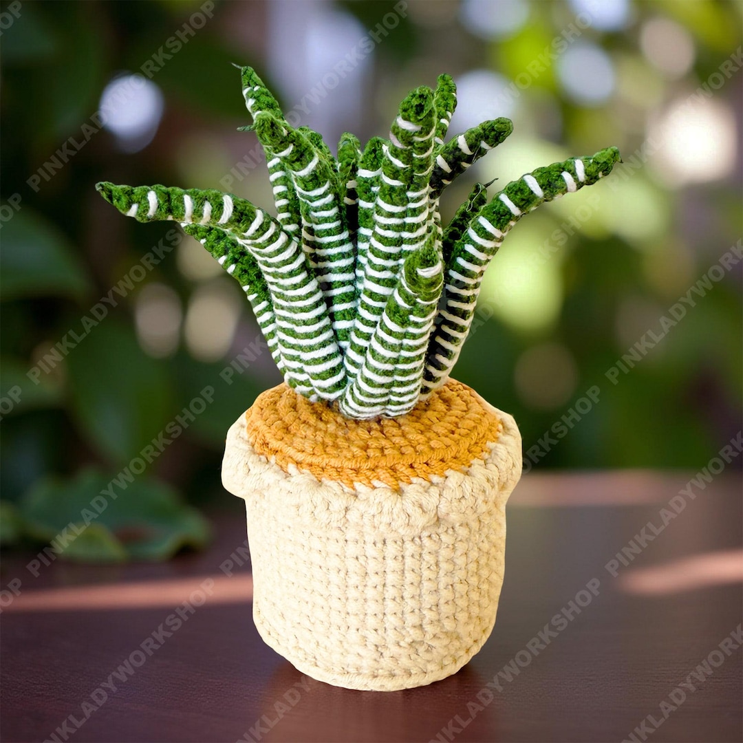 Crochet DETAILED Haworthia Zebra Snake Plant | Handmade Potted Plant ...