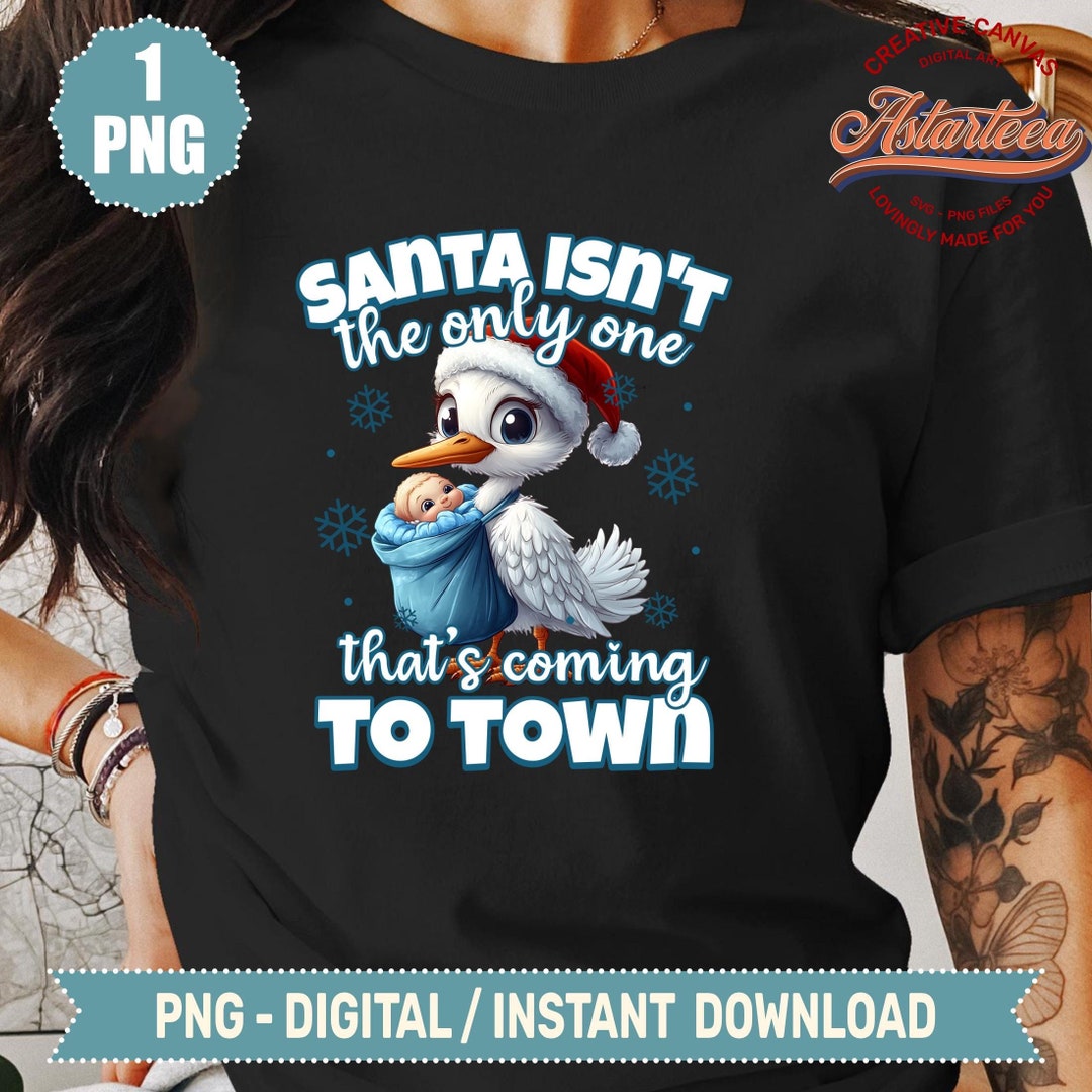 Christmas Announcement Pregnancy PNG, Santa Stork Delivery, Cute Stork ...