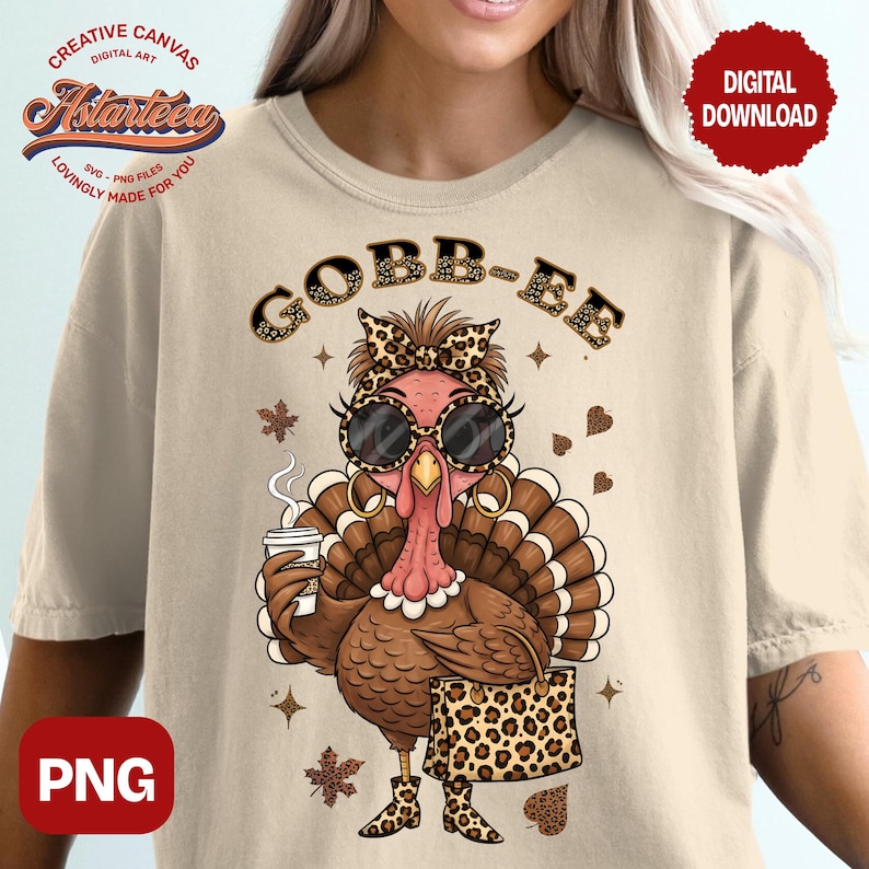 Bougie Glam Turkey Design, GOBB-EE Leopard Print Fall Humor, Funny ...