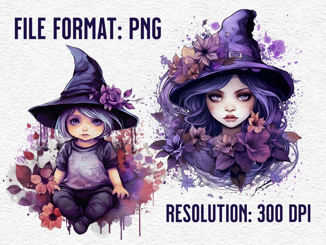 Cute Witch PNG Mystical Watercolor Magic Clip Art Witchy - Etsy