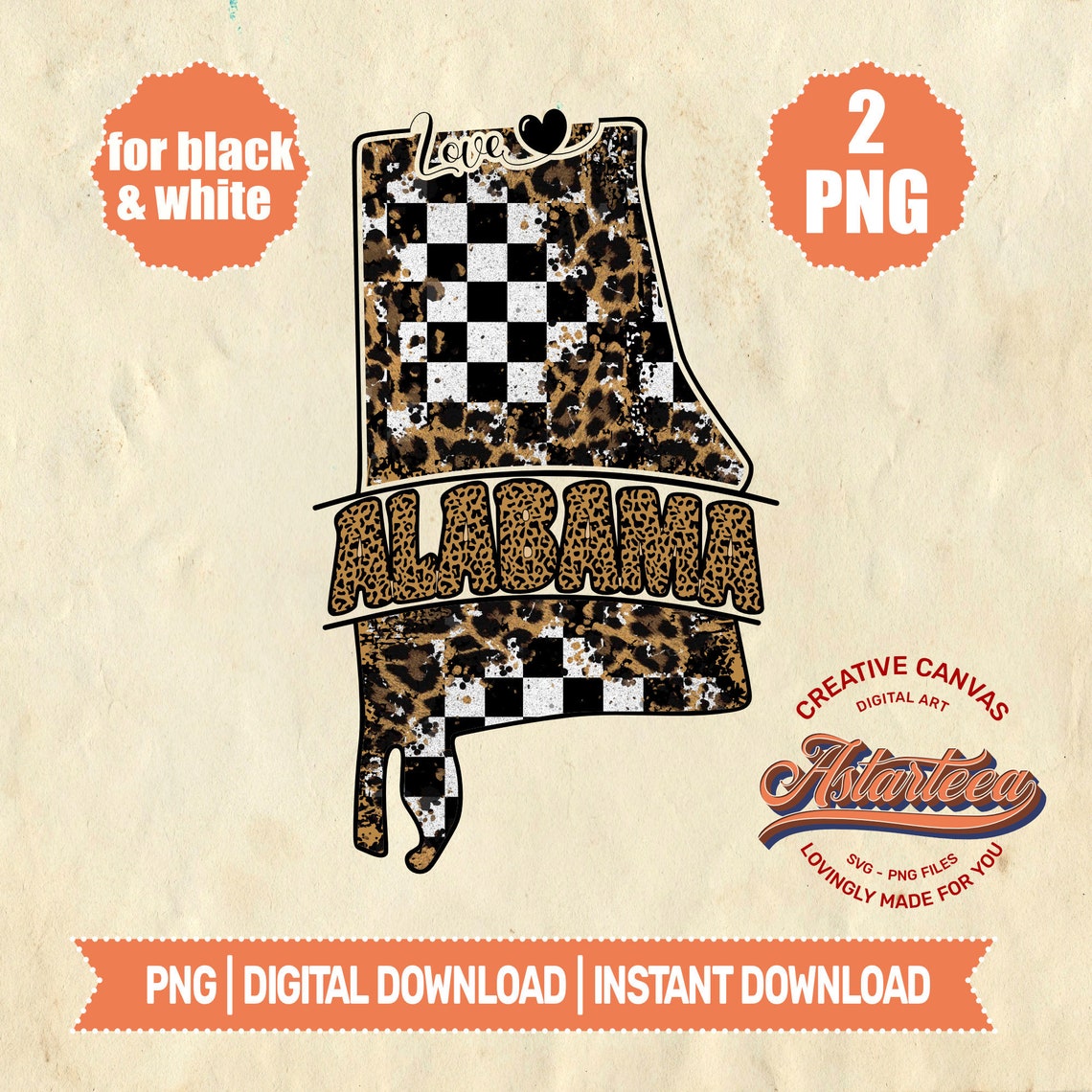 Alabama Leopard Print State Shape PNG, Digital Download, Sublimation ...