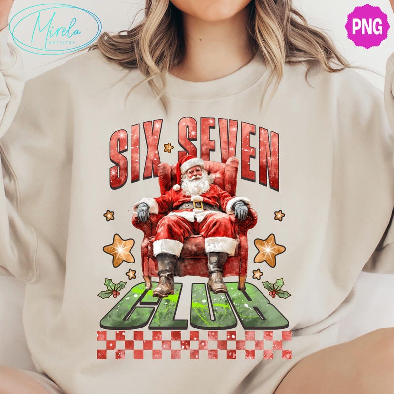 Six Seven Club Meme Christmas Santa Claus PNG, Viral Funny 6 7 ...
