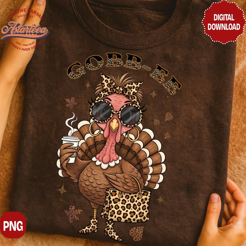 Bougie Glam Turkey Design, GOBB-EE Leopard Print Fall Humor, Funny ...