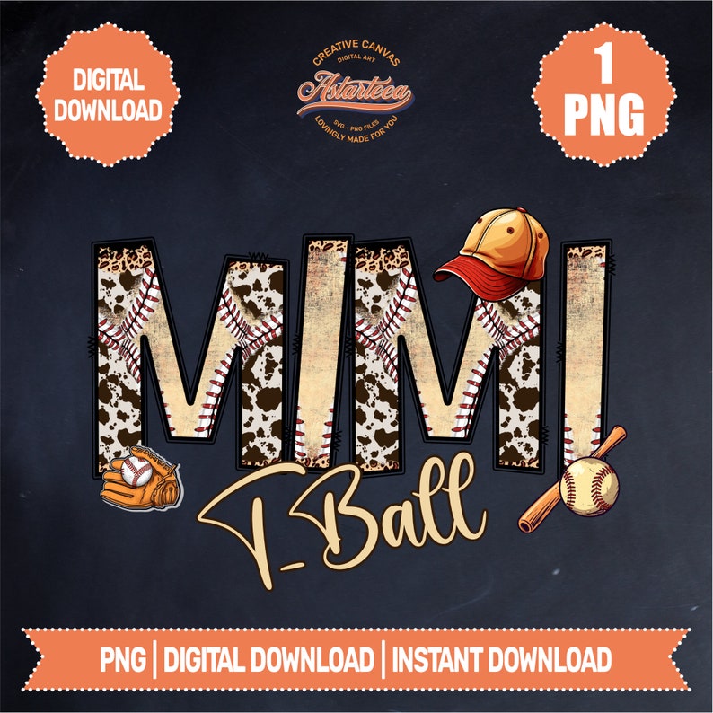Baseball Mimi PNG | T-ball Doodle Font (digital Download) - Etsy