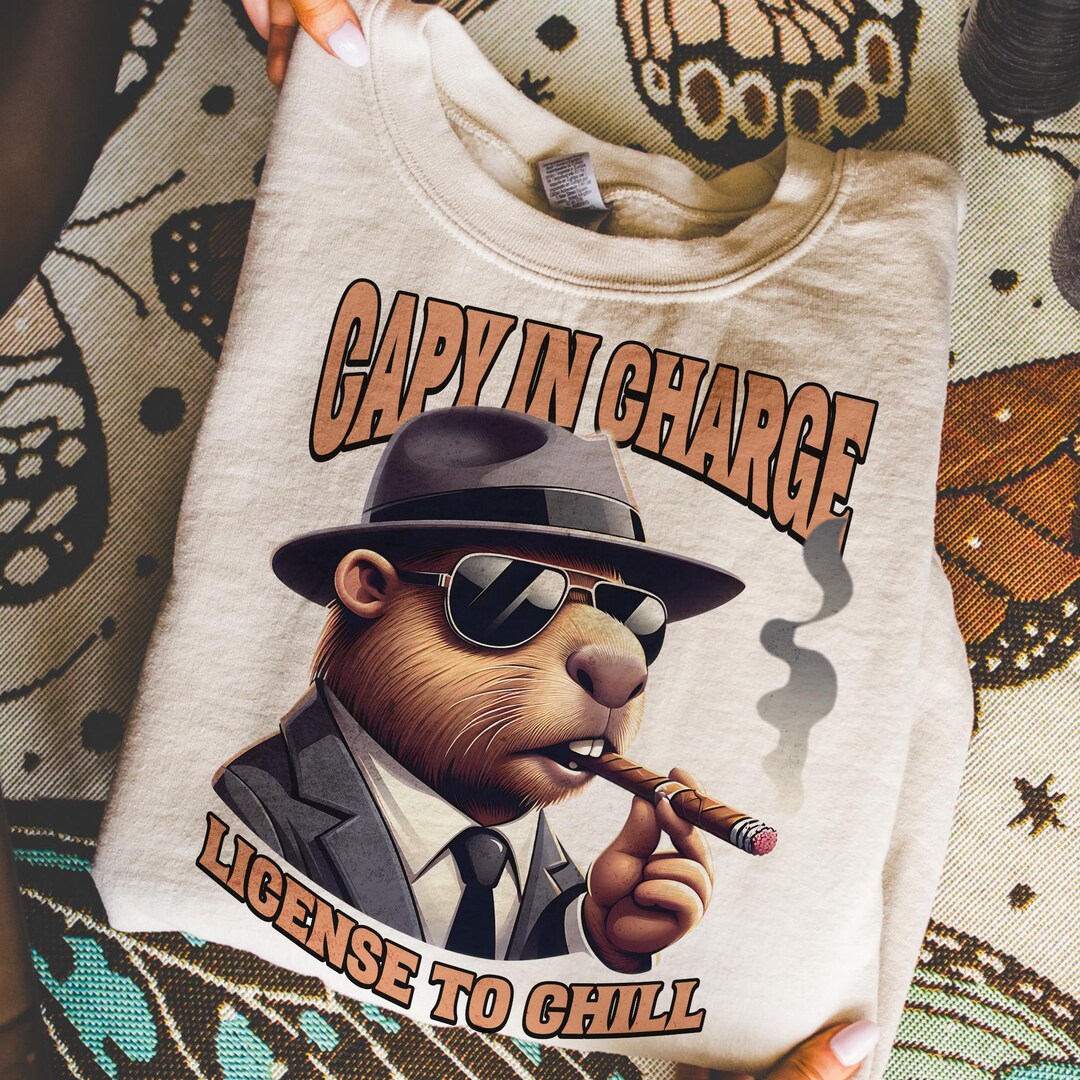 Capy in Charge Png, License to Chill, Capybara Png, Funny Animal Png ...