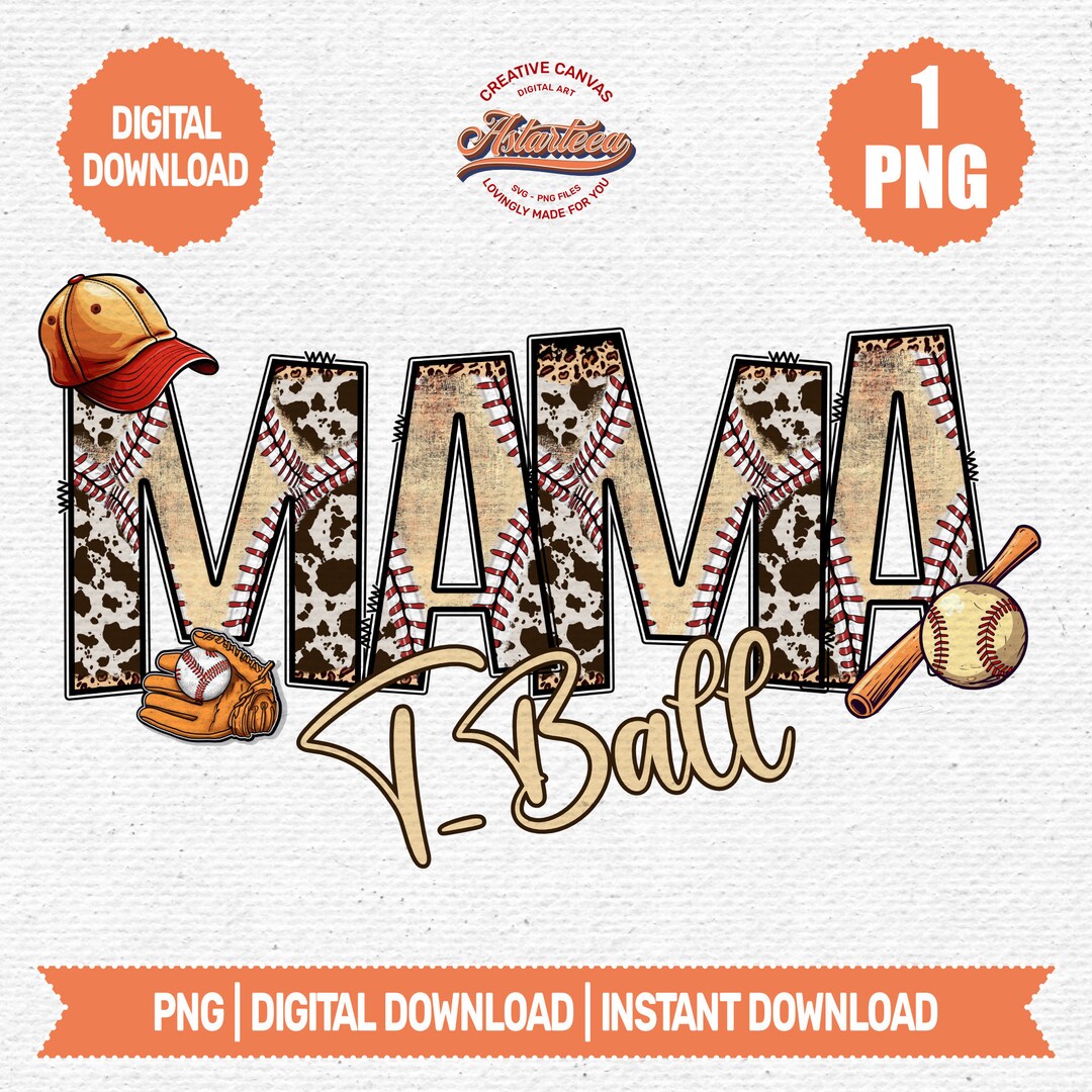 Baseball Mom | Doodle Letters PNG | T-ball Mama Baseball Png | Baseball ...