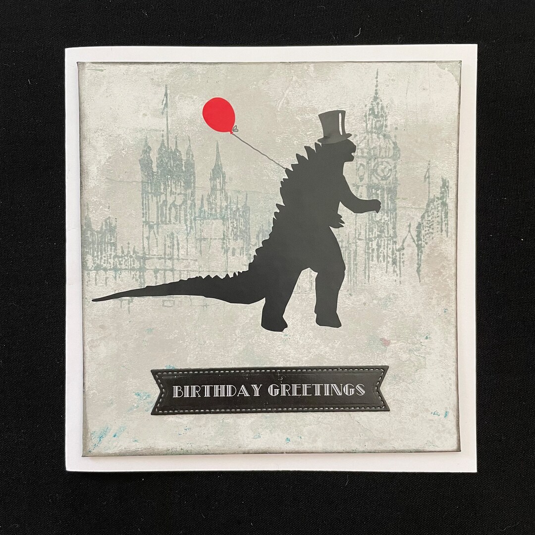 Godzilla in A Top Hat, Partying in London Birthday Card. - Etsy