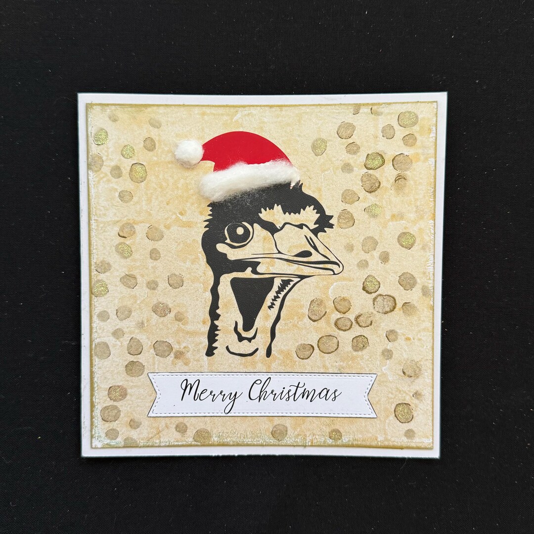 Quirky Australian Emu Christmas Card With A Sparkling Background ...