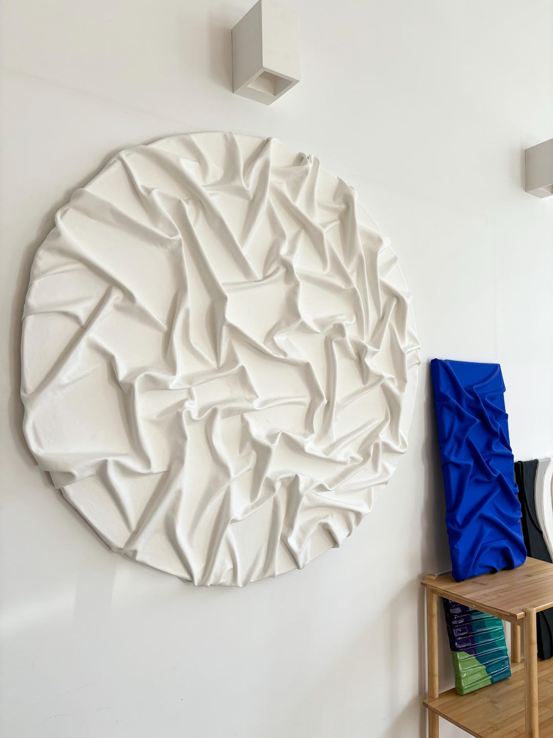 50 Cm Diameter Round Minimalist Textured Wall Piece. Modern Fabric Wall ...