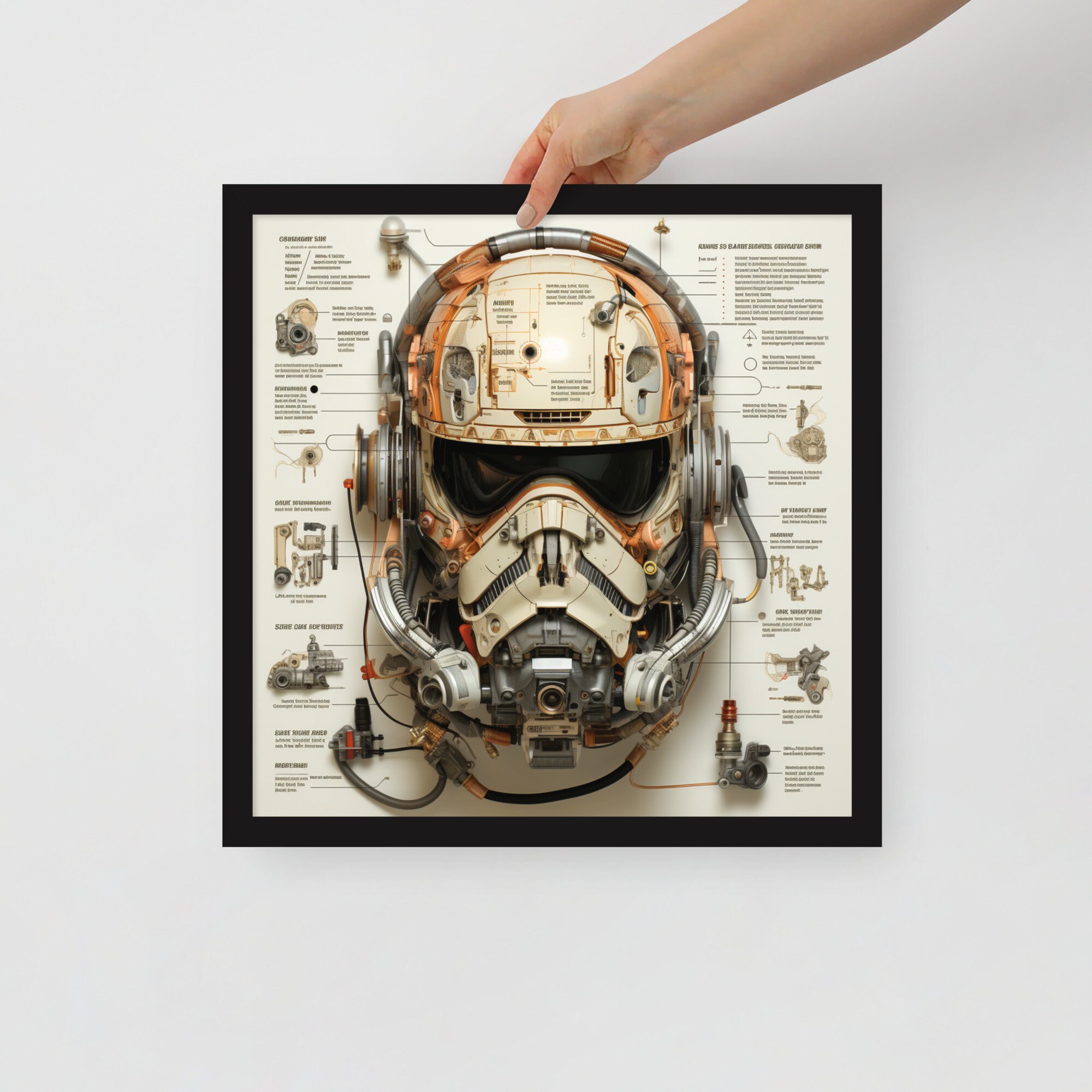 Galactic Trooper Helmet Schematic Poster Nerdy Poster Decor, Modern ...