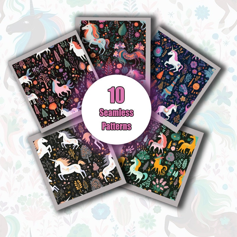 10 Seamless Digital Download Patterns- Scrap Book Pattern Fantasy ...
