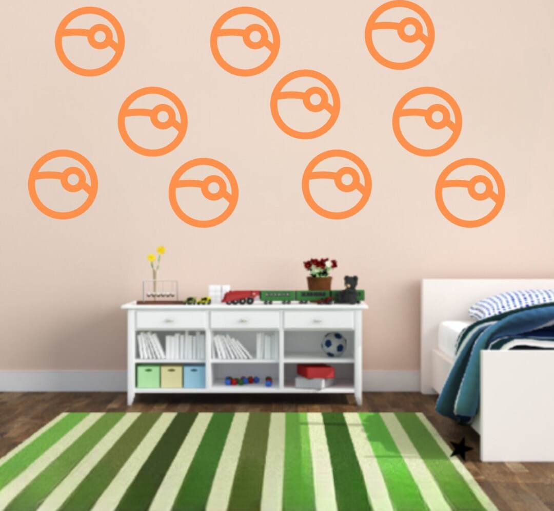 Pokemon Pokeballs Logo Childrens Kids Bedroom Vinyl Decal Wall Art ...