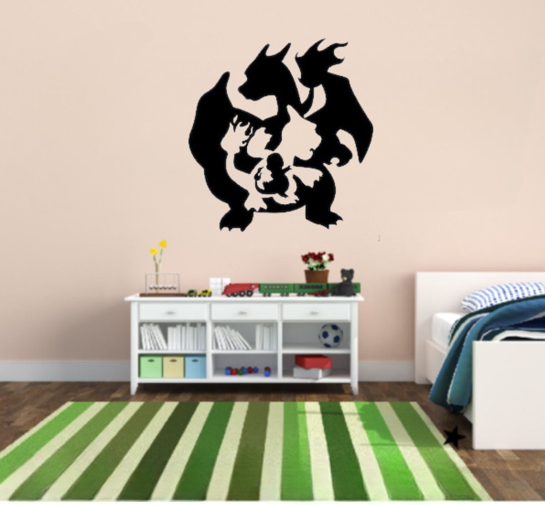 Pokemon Charizard Evolution Logo Childrens Kids Adults Bedroom Vinyl ...