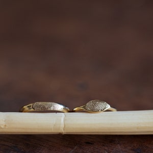 Couples Solid Gold Fingerprint Ring. Wedding Ring Set His and Her - Etsy