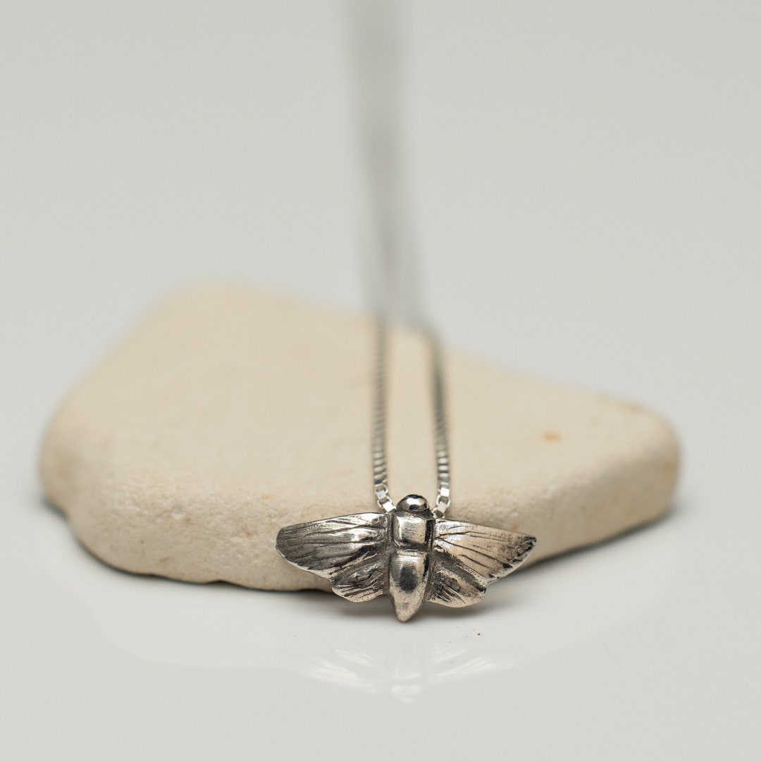 Sterling Silver Small Moth Necklace, Dainty Butterfly Pendant Necklace ...