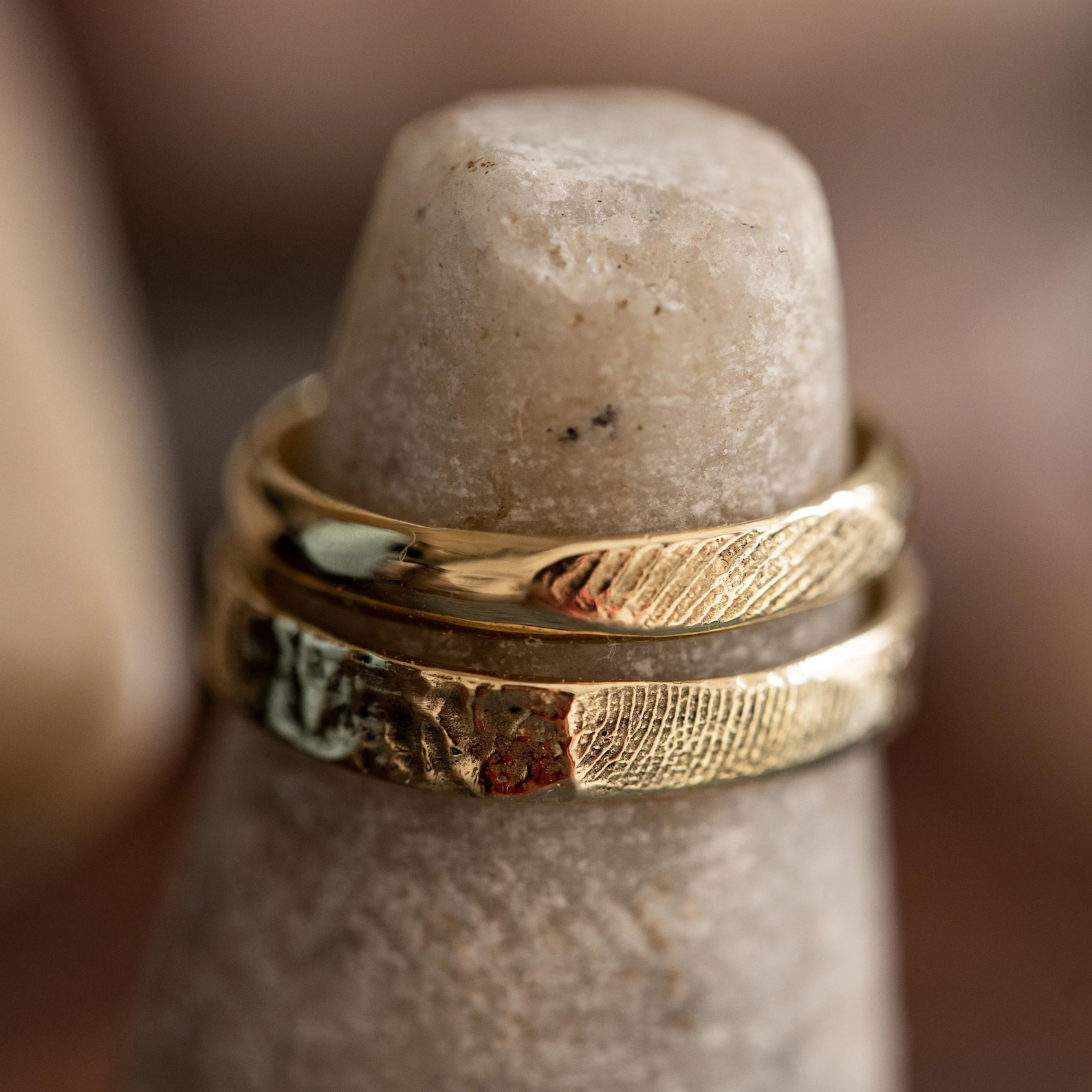 14k Solid Gold Fingerprint Ring. Wedding Ring Set His and Her - Etsy