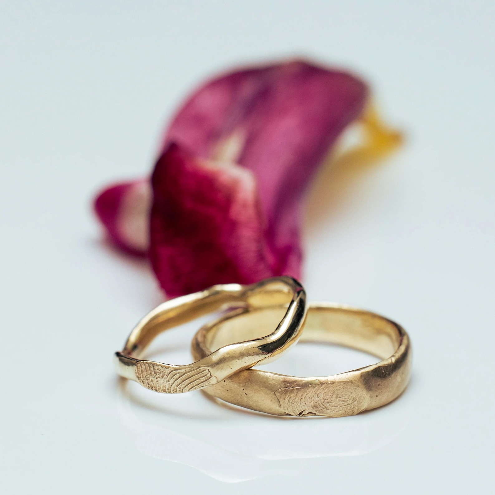 14k Solid Gold Fingerprint Ring. Wedding Ring Set His and Her - Etsy